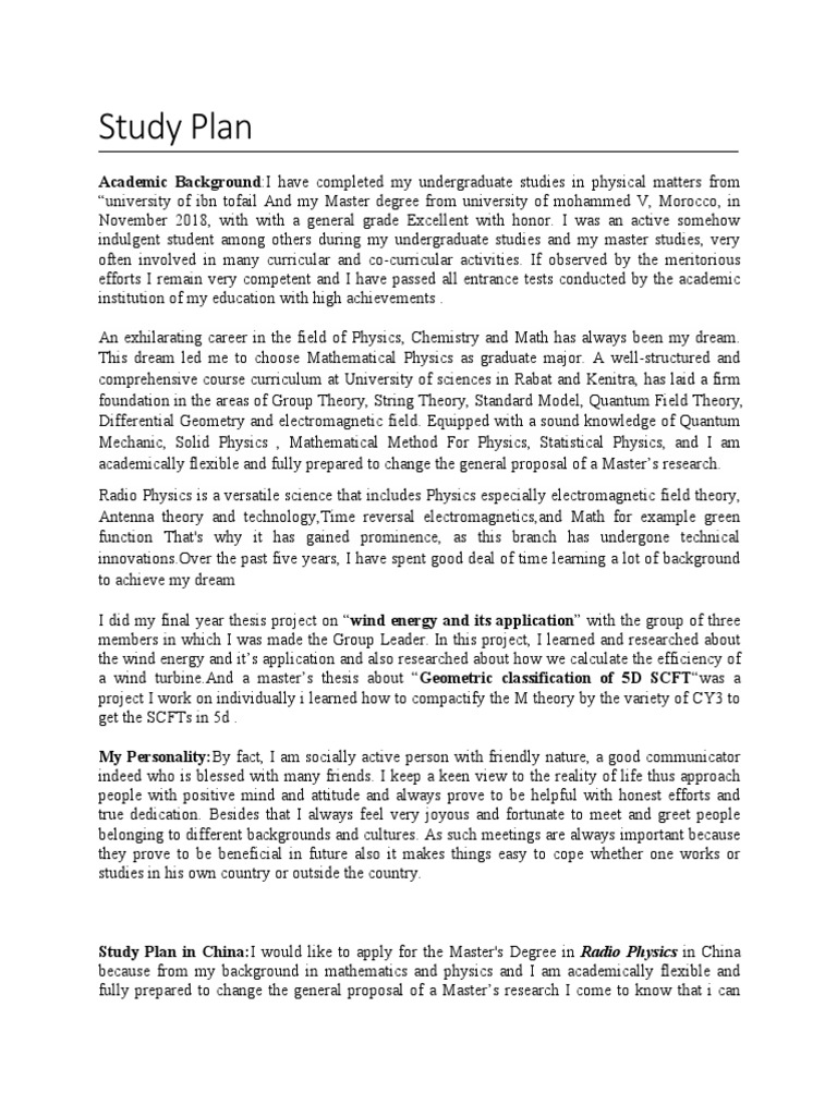 Ayman Zaaboul Study Plan | PDF | Physics | Theory