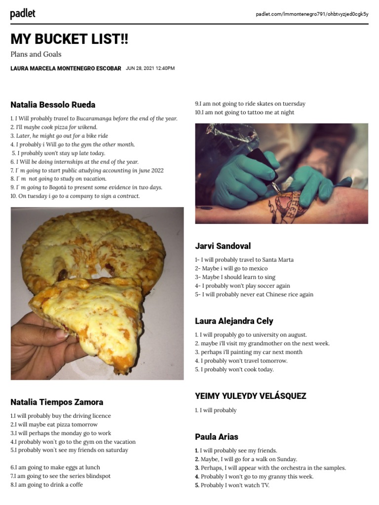Padlet Bucket List | PDF | Food And Drink