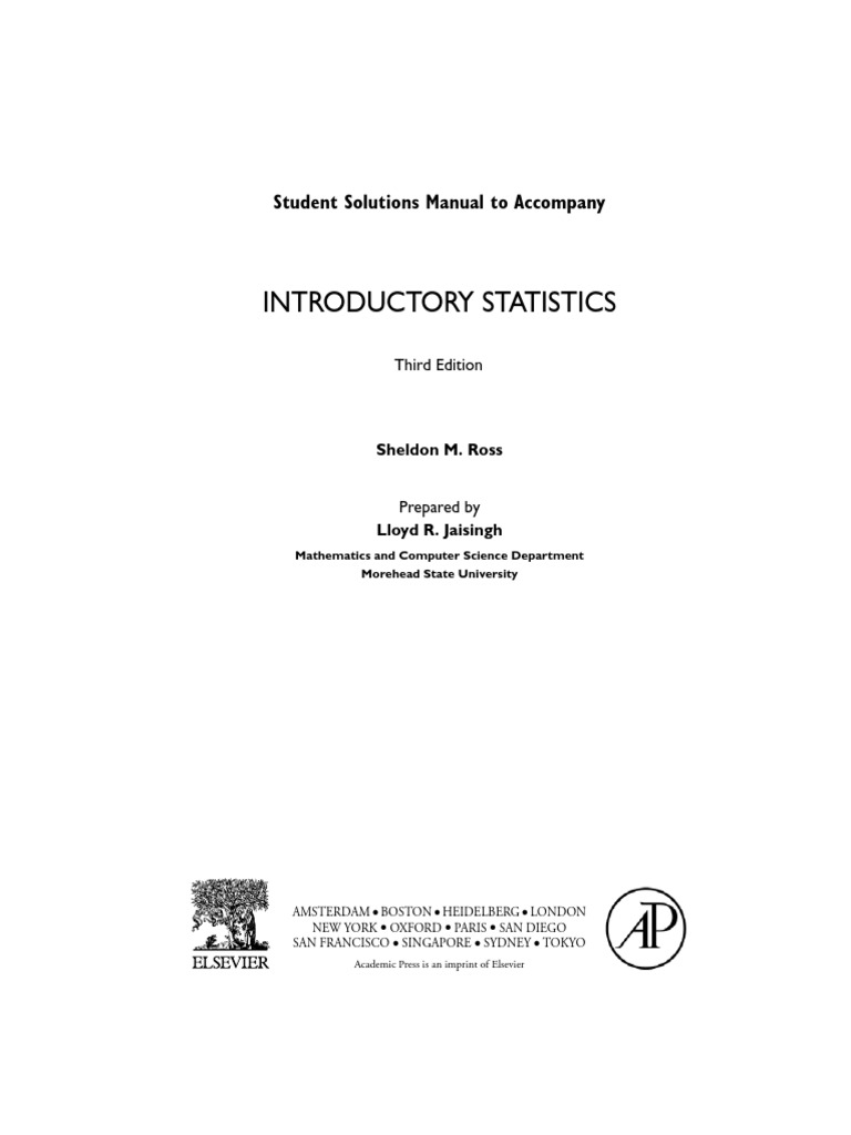 Introductory Statistics: Student Solutions Manual To Accompany | PDF ...