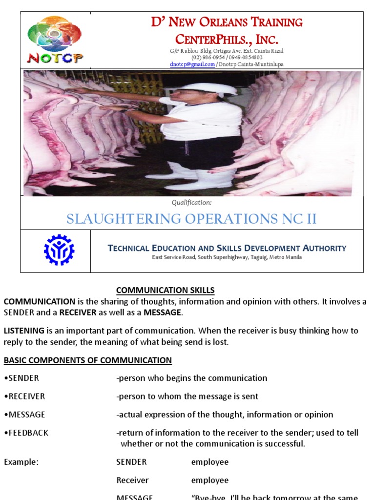 Slaughtering Operations NC II | PDF | Blade | Knife