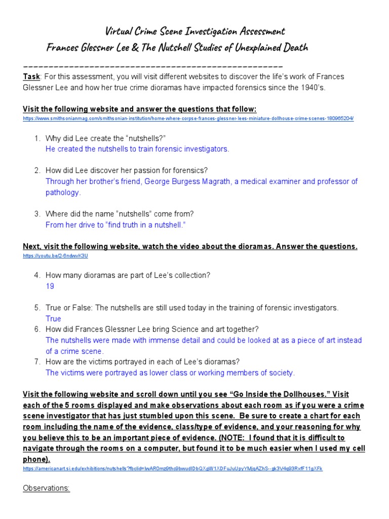 Virtual Crime Scene Investigation Assessment PDF | PDF | Forensic ...