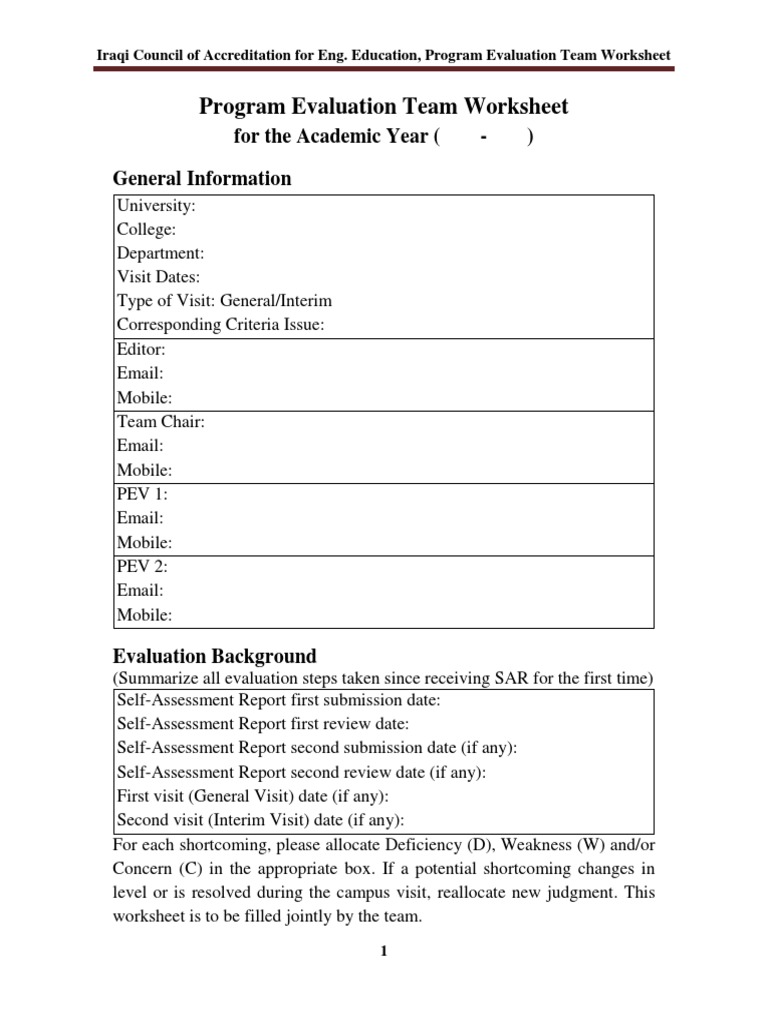PEV Team Worksheet | PDF | Educational Assessment | Curriculum