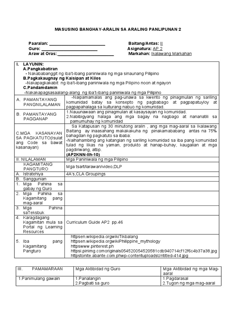 DETALYADONG BANGHAY 2 W10a | PDF