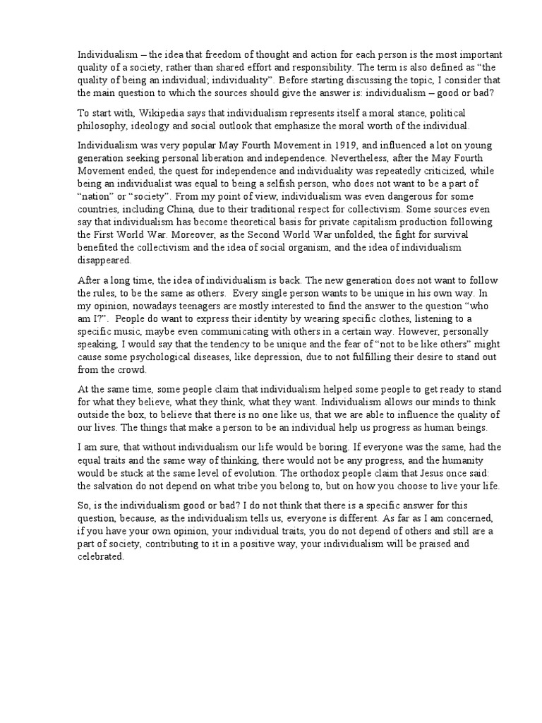 Individualism Pdf Individualism Philosophical Theories