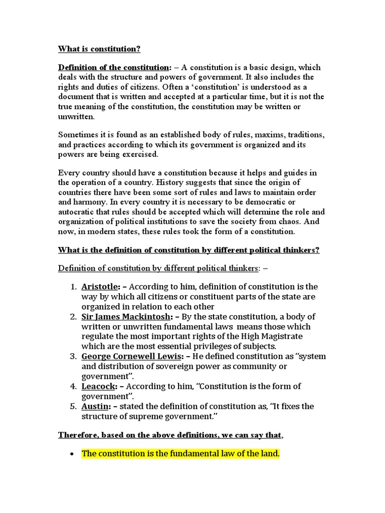 Classification and Definition of Constitution | PDF | Constitution | Rights