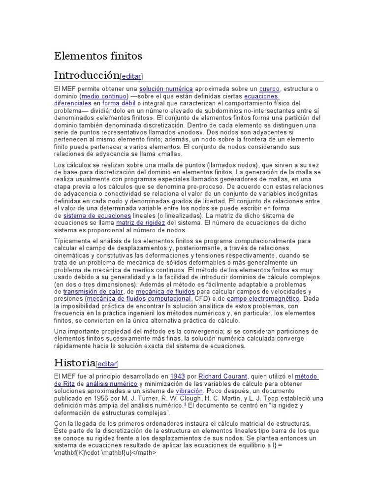 Introducción al Método de Elementos Finitos | PDF | Método de elementos ...