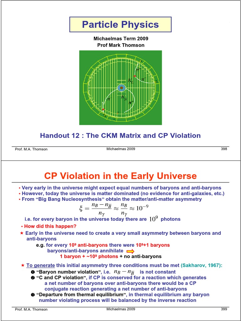 Particle Physics: CP Violation in The Early Universe | PDF | Particle ...