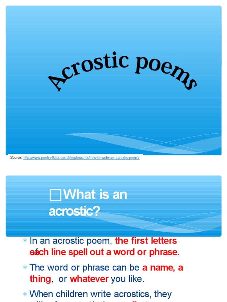 Acrostic Poems | PDF | Language Arts & Discipline