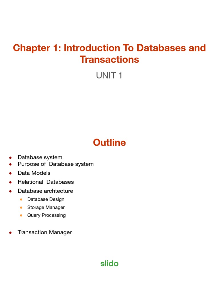Chapter 1 Introduction To Databases and Transactions | Download Free PDF | Databases ...