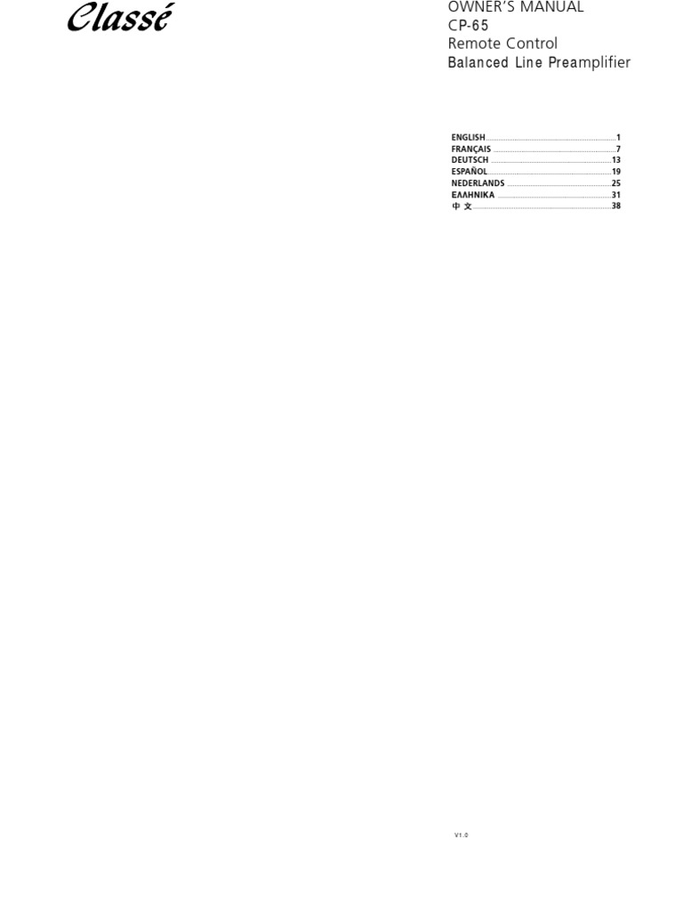 Classe CP-65 OM | PDF | Amplifier | Power Supply
