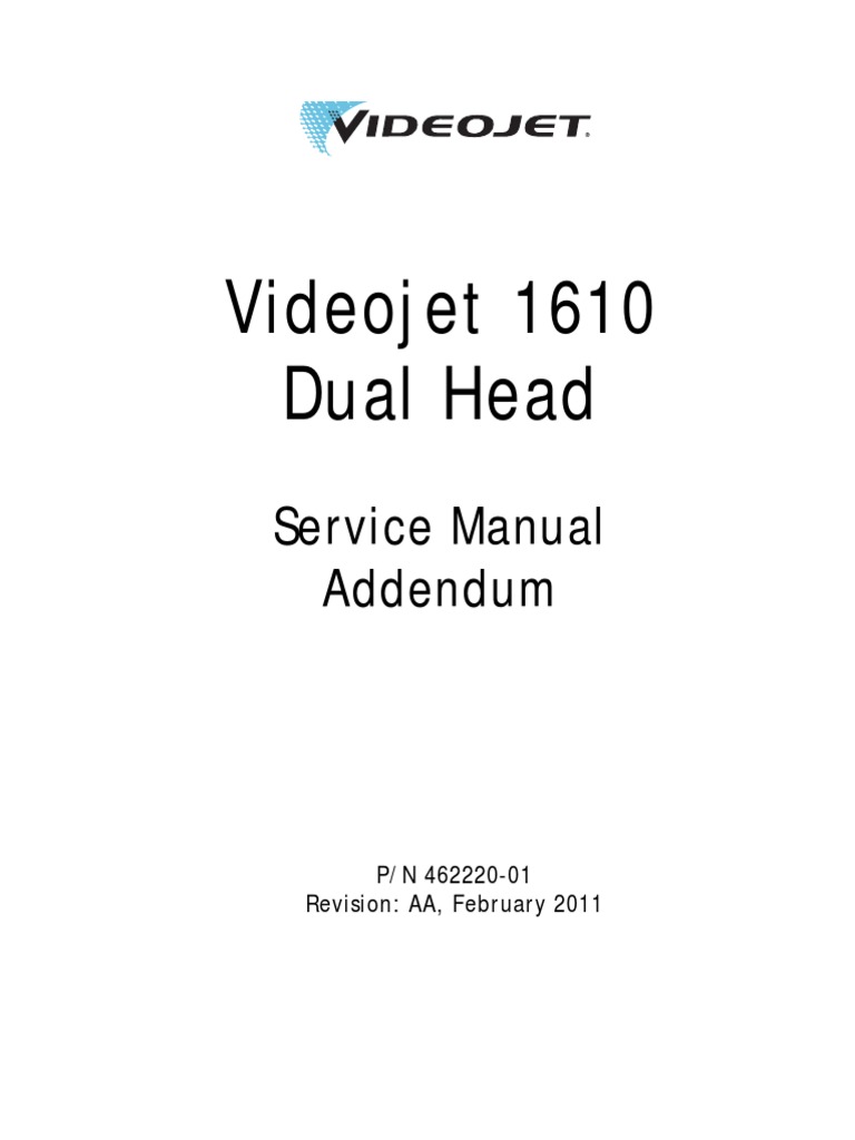 Videojet 1610 Dual Head Service Manual | PDF | Printer (Computing ...