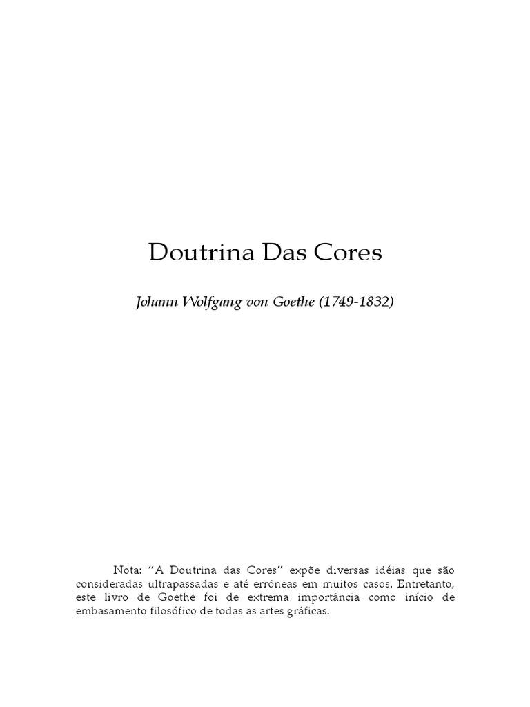 Doutrina Das Cores - Goethe | PDF