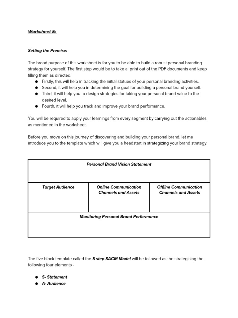 Personal Branding Strategy Worksheet | PDF | Brand | Target Audience