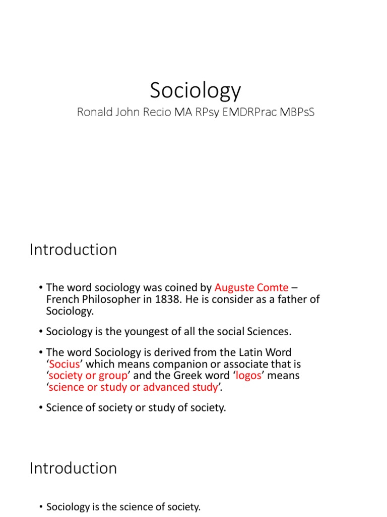 Introduction To Sociology | PDF | Sociology | Social Sciences