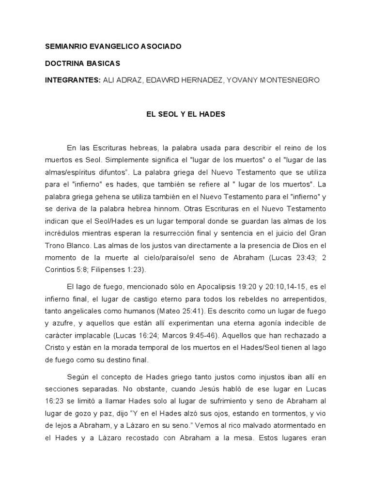 El Hades y El Seol | PDF | Infierno | infierno
