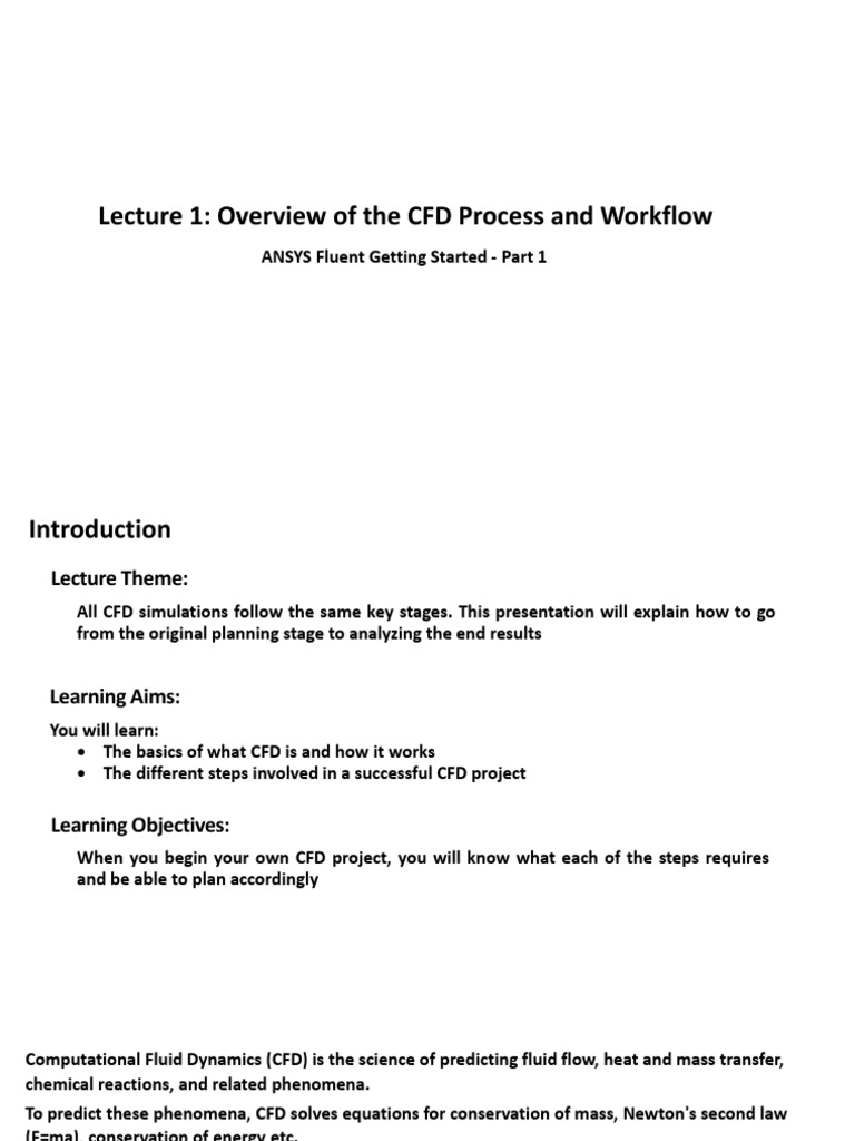 Lecture 1: Overview of The CFD Process and Workflow: ANSYS Fluent Getting Started - Part 1 | PDF ...