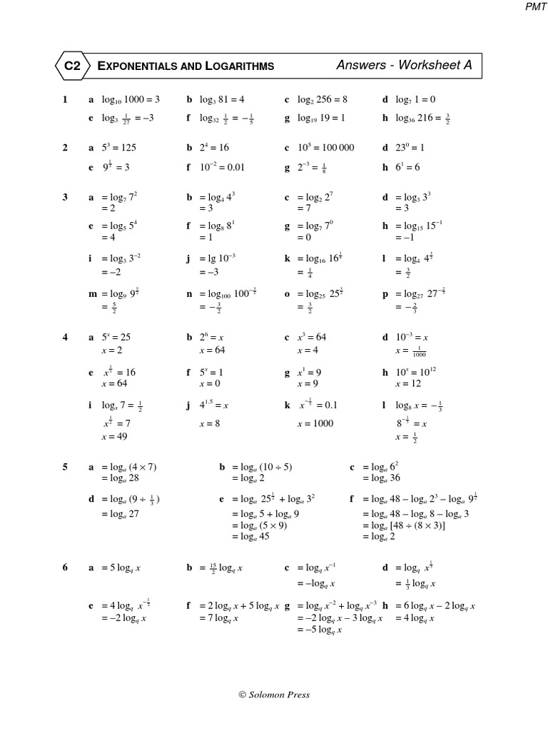 C2 Exponentials & Logarithms - Answers | PDF | Theory Of Computation ...