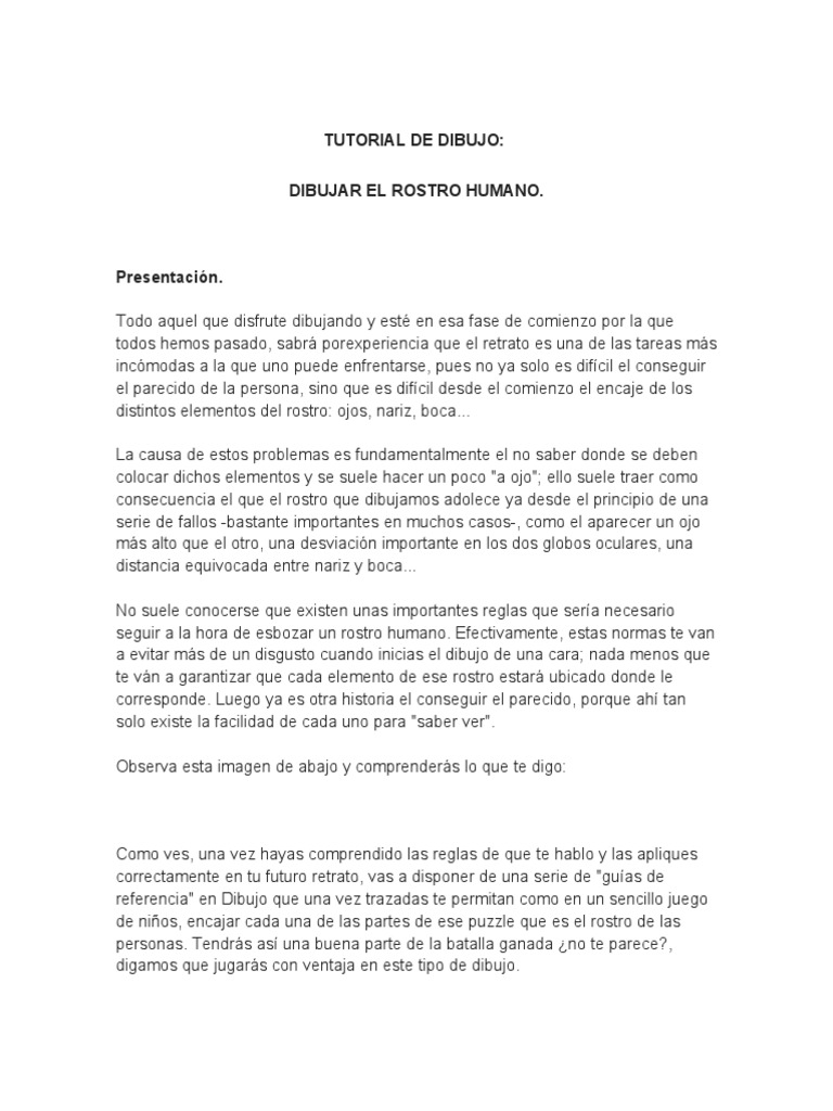 Tutorial De Dibujo Rostro Pdf Cara Dibujo