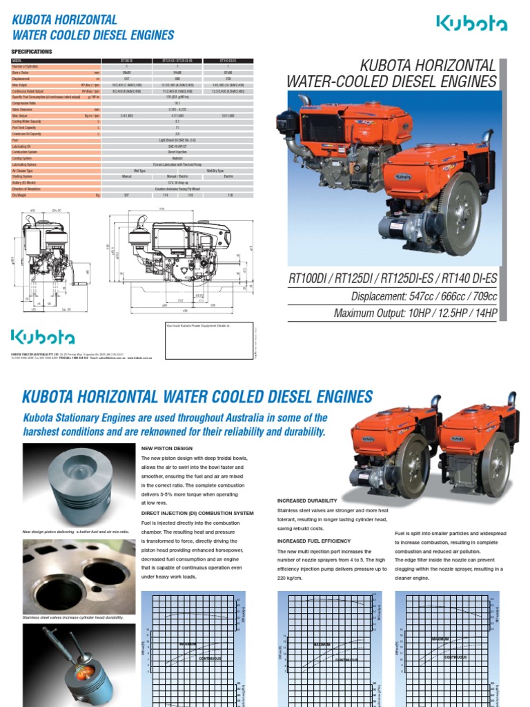 Kubota Horizontal Water Cooled Diesel Engines | PDF | Diesel Engine ...