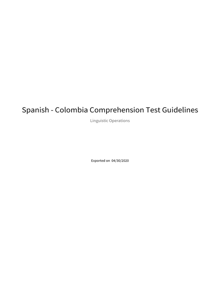 Spanish - Colombia Comprehension Test Guidelines | PDF