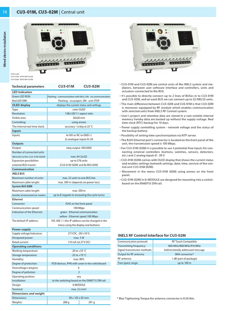 CU3-01M, CU3-02M - Central Unit | PDF | Power Supply | Ethernet