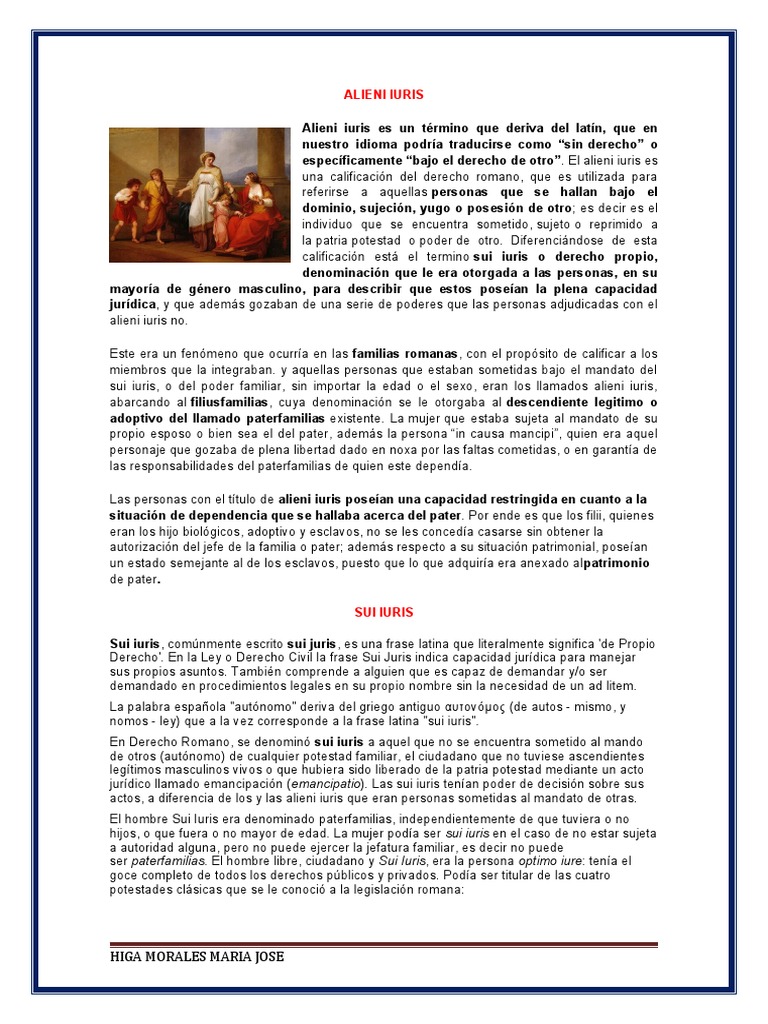 Definición de Alieni Iuris en Derecho Romano | PDF | Instituciones ...