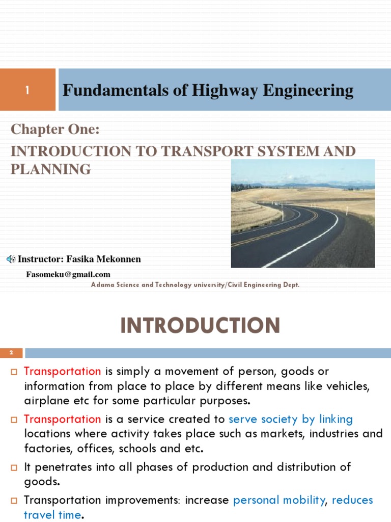 1 Intro To Transport System & Planning | PDF | Transport | Engineering