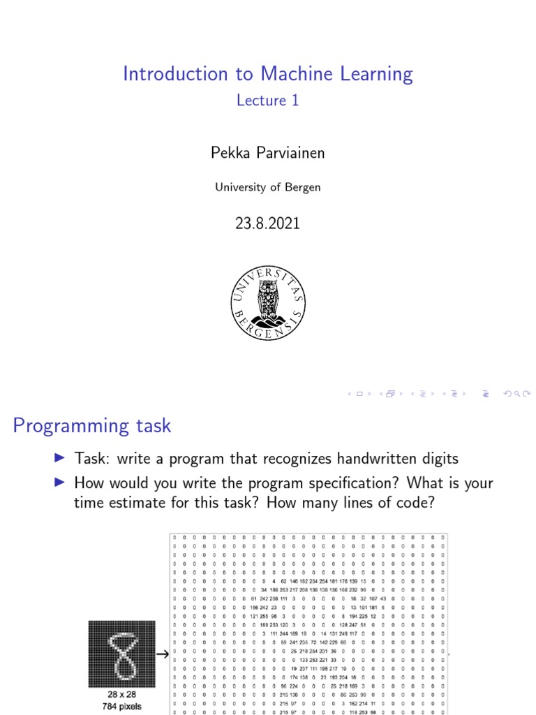 Introduction To Machine Learning: Pekka Parviainen | PDF | Machine Learning | Behavior Modification