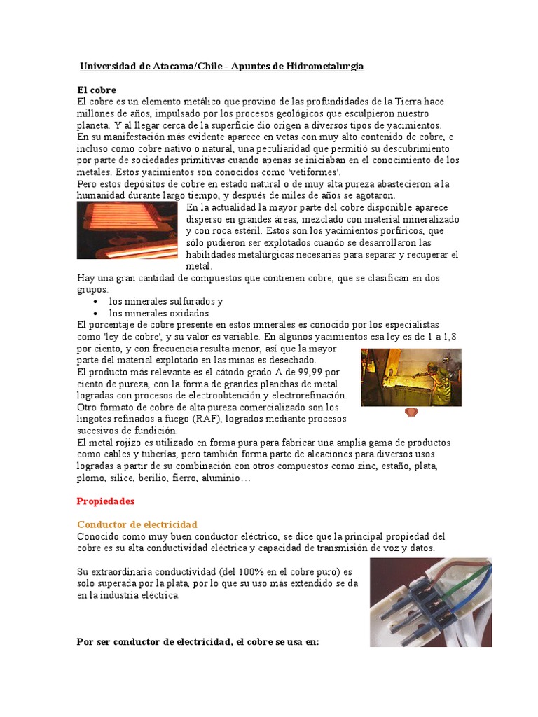 Cobre. Información | PDF | Cobre | Rieles