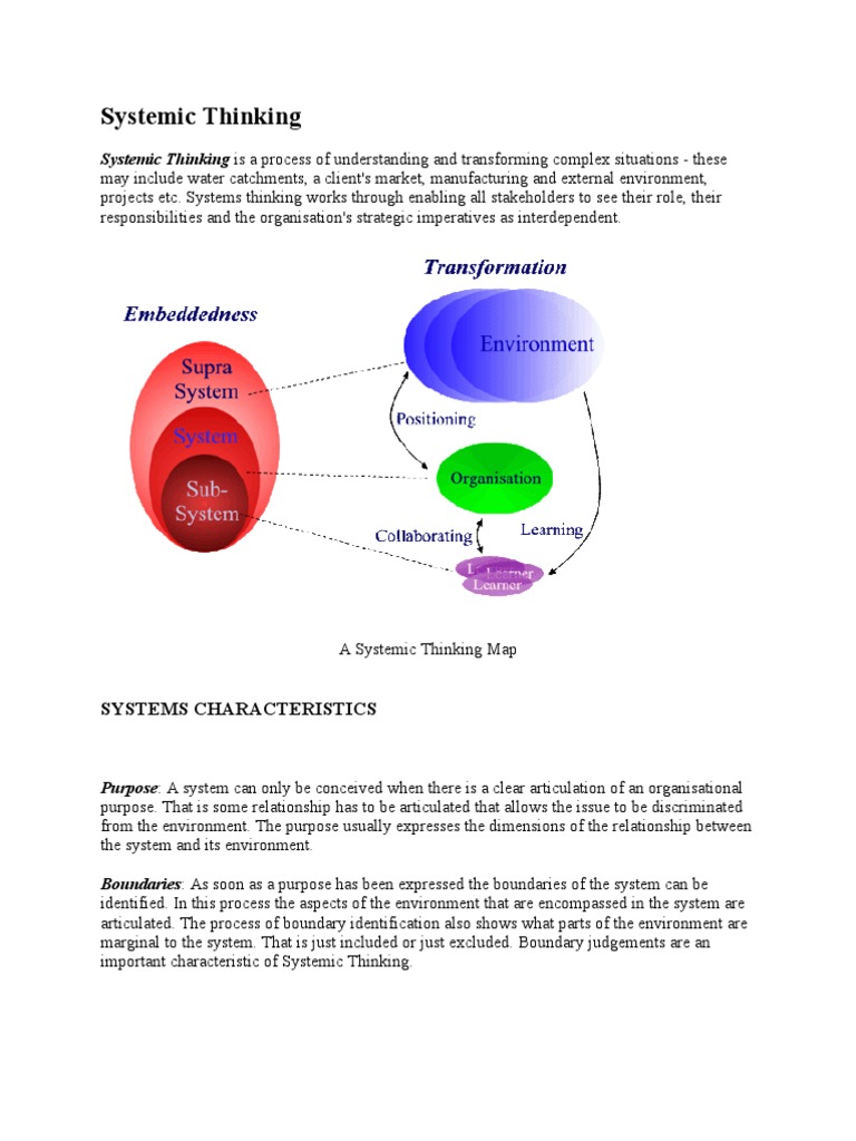 Systemic Thinking: Systems Characteristics | PDF | System | Thought