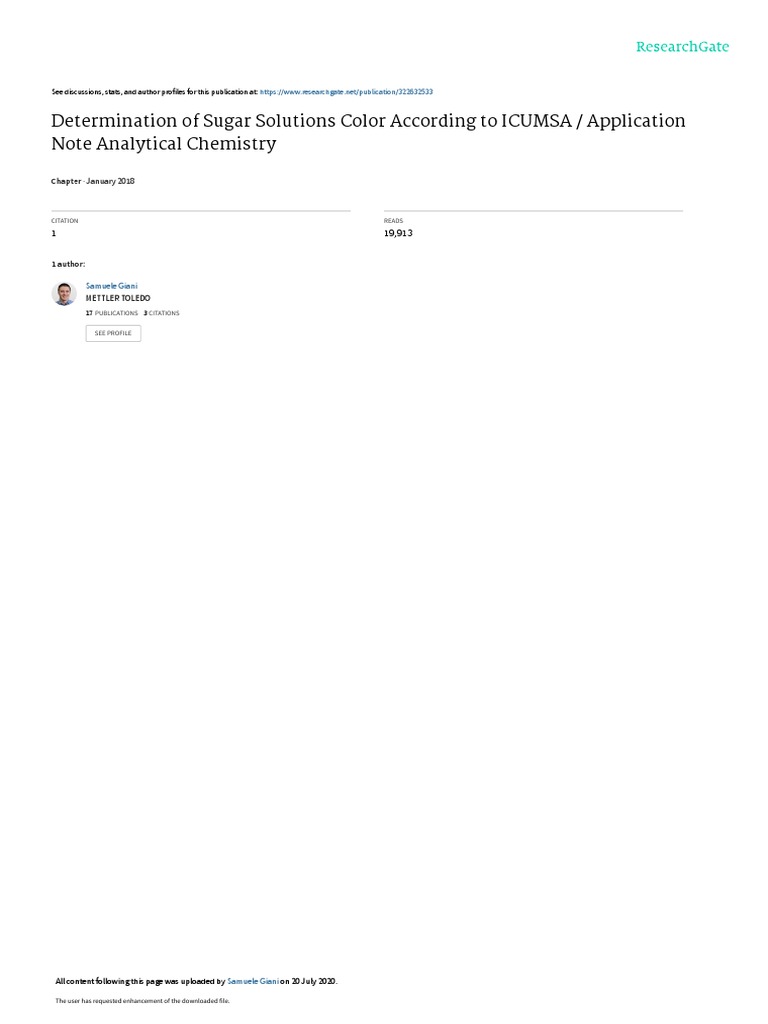 Determination of Sugar Solutions Color According To ICUMSA ...