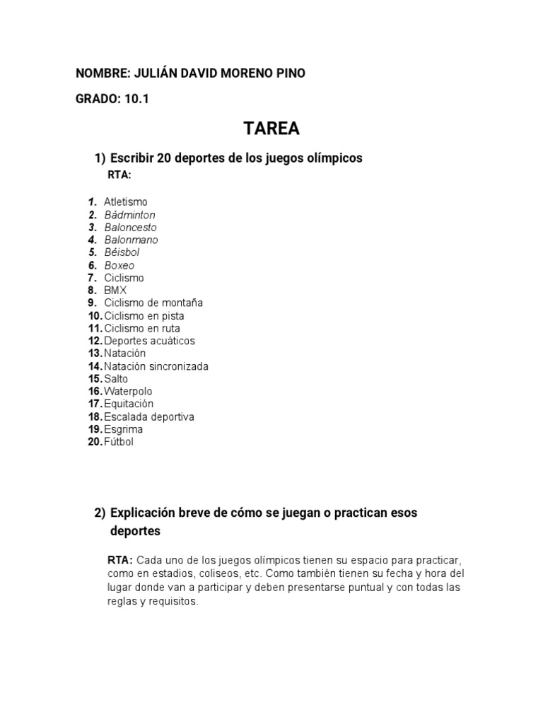 Trabajo Educacion Fisica Olimpicos | PDF | Juegos olímpicos | Deportes ...