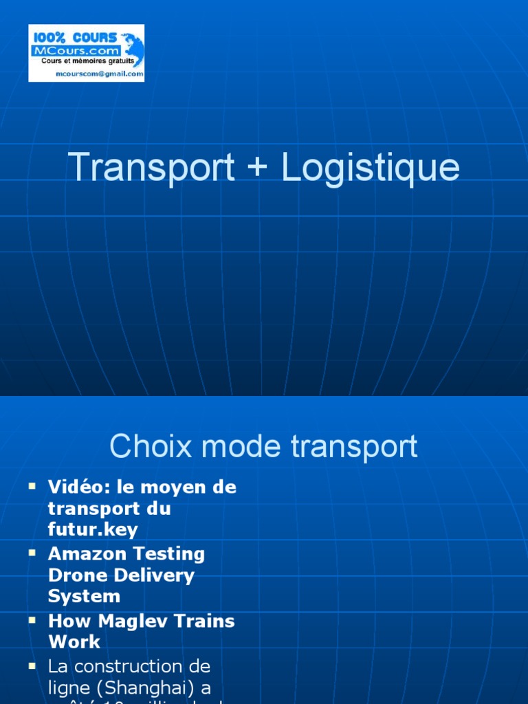 Cours Logistique Gratuit Transport Et Logistique | PDF | Transport | Transport de marchandises