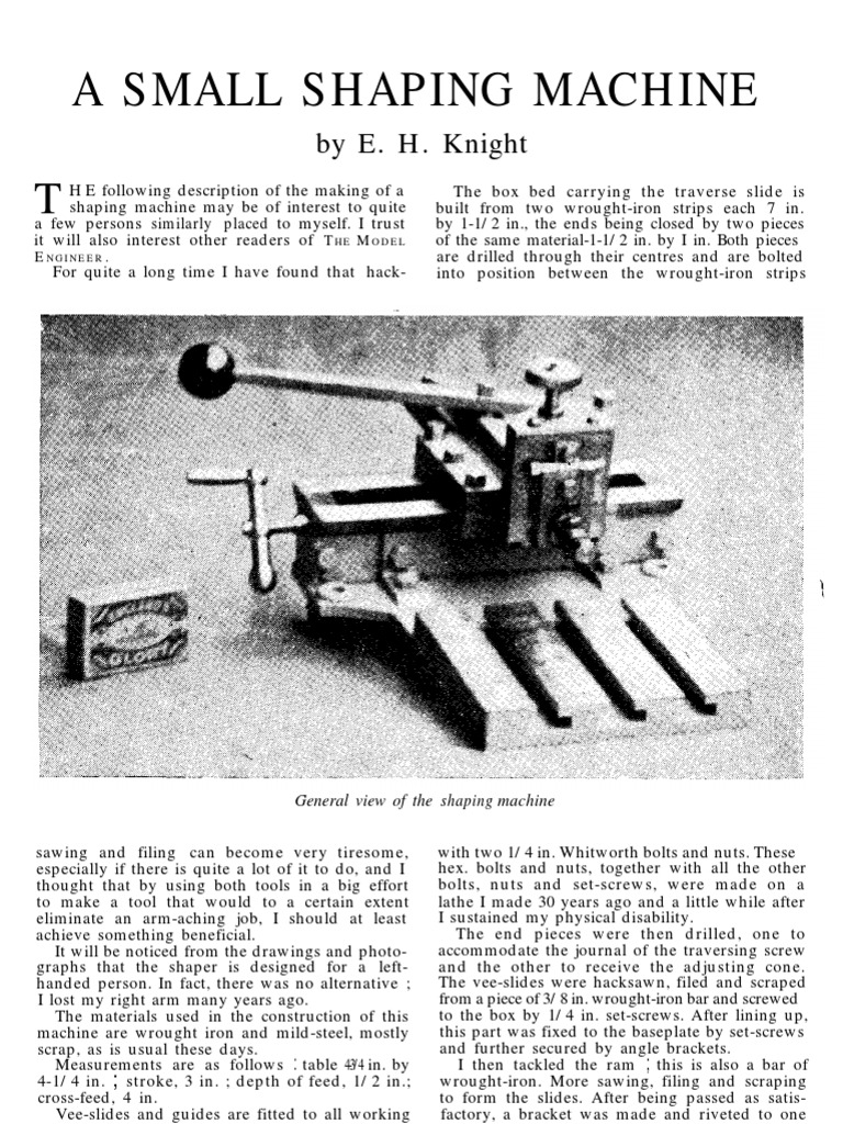 Small Shaping Machine | PDF | Drill | Screw