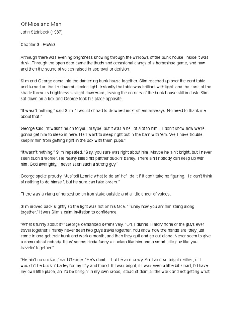 Of Mice and Men (Edited Excerpt) | PDF