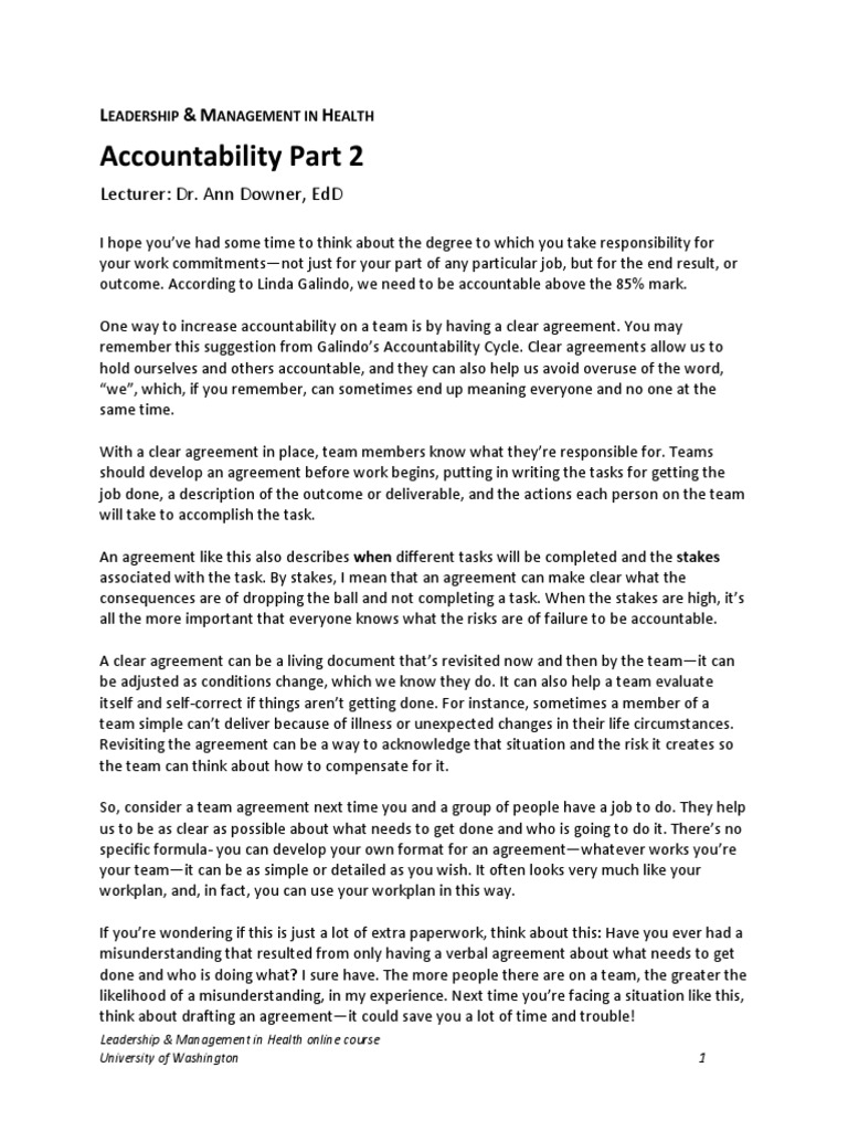 Enhancing Team Accountability Agreements | PDF | Psychology ...
