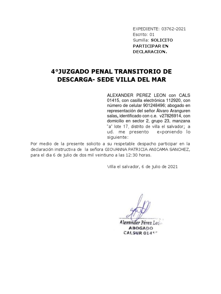 Solicito Participar en Declaracion | PDF