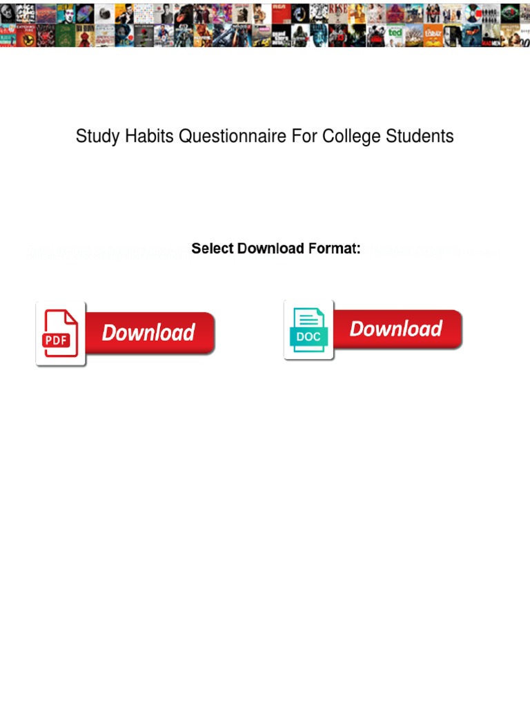Study Habits Questionnaire for College Students | PDF | Survey ...