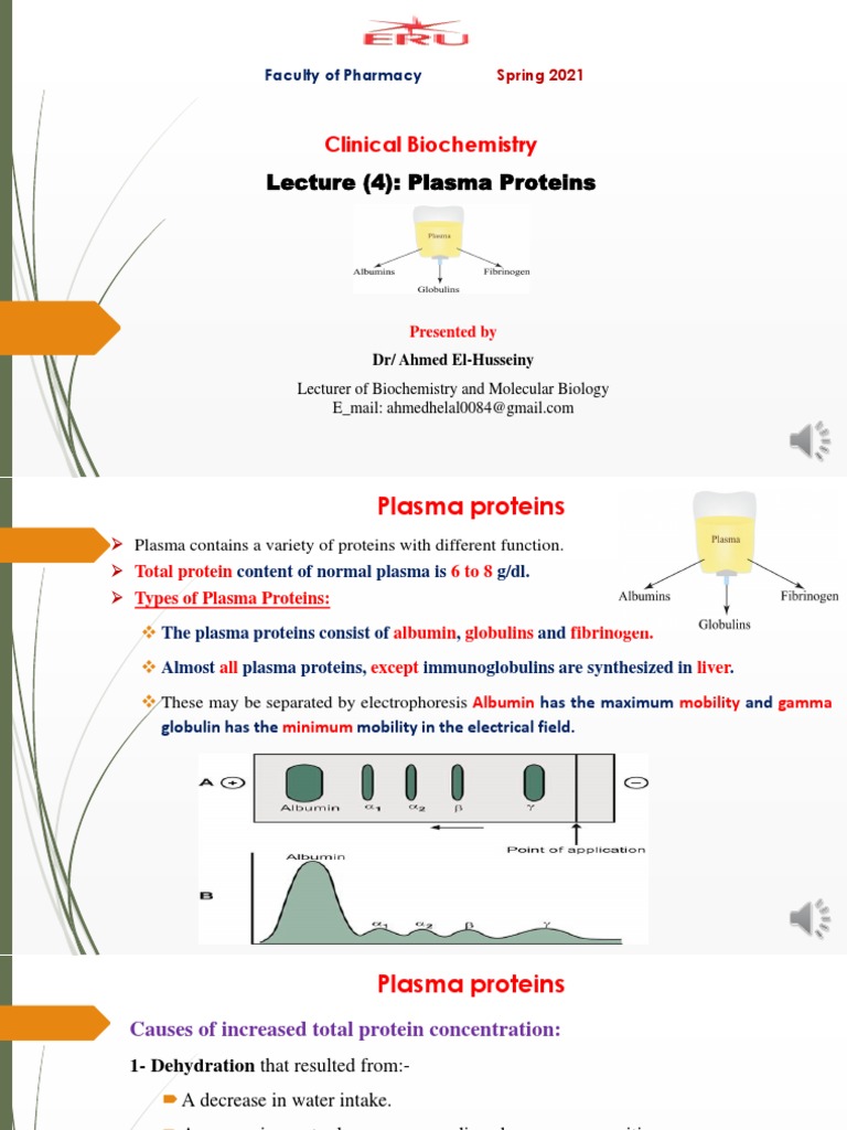Lecture (4) Plasma Proteins | PDF | Antibody | Blood Plasma