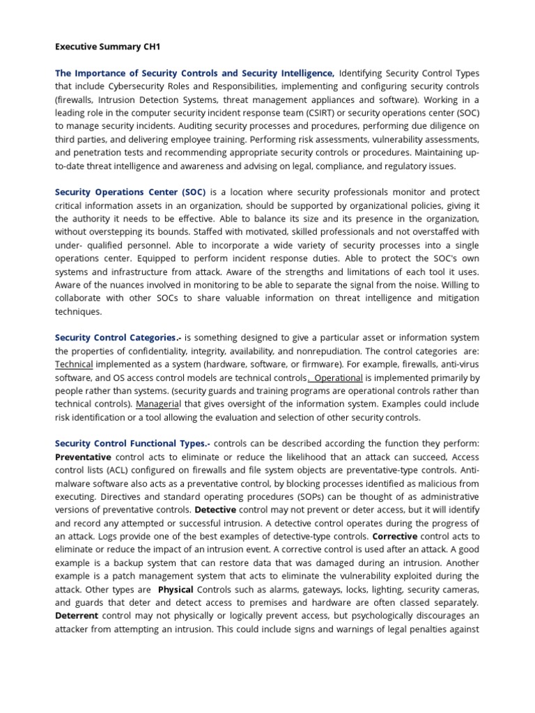 Executive Summary ch1 | PDF | Security | Computer Security