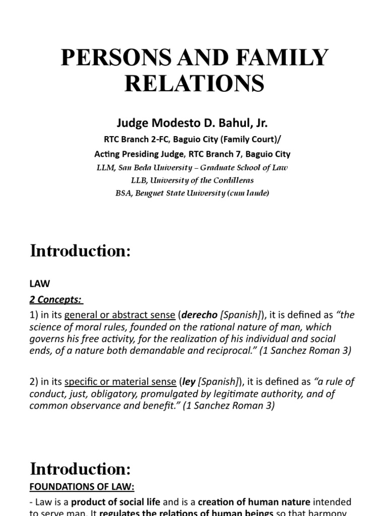 Persons and Family Relations: Judge Modesto D. Bahul, JR | PDF ...