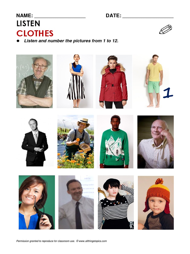 Clothes Listening-Exercise | PDF