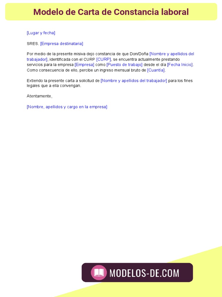 Modelo Carta Constancia Laboral | PDF