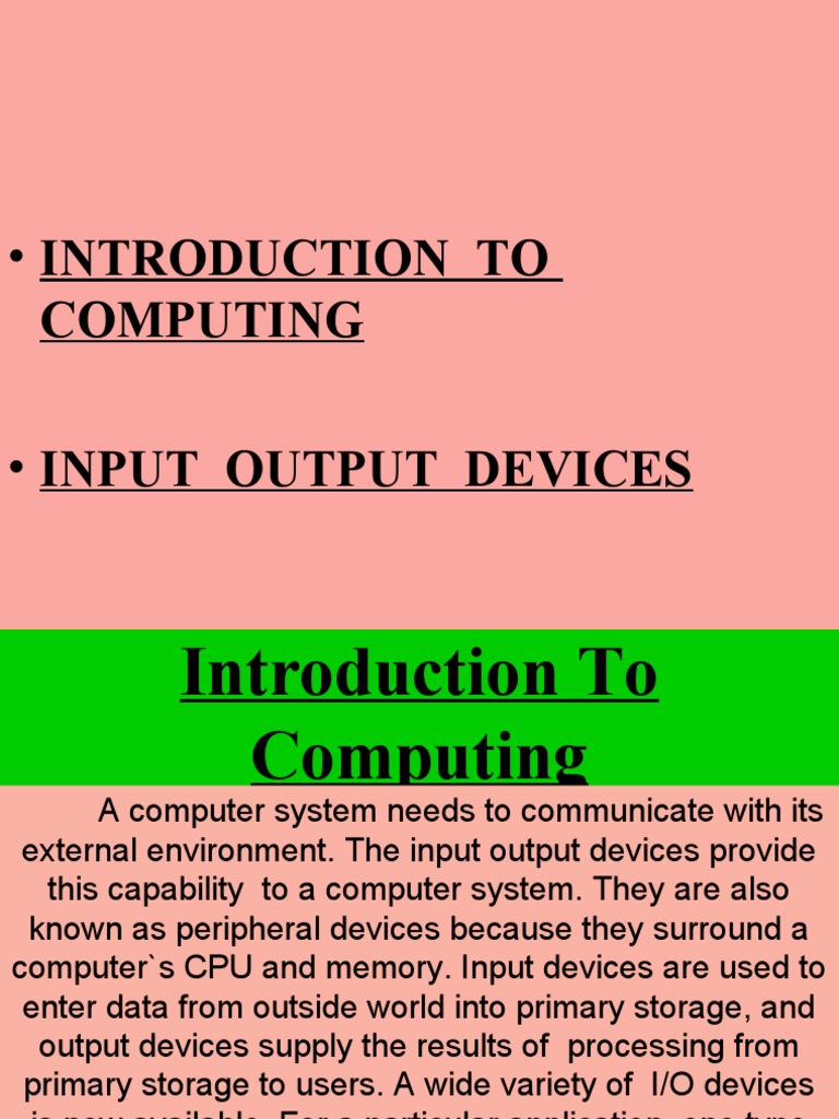 Introduction To Computing | PDF | Printer (Computing) | Image Scanner