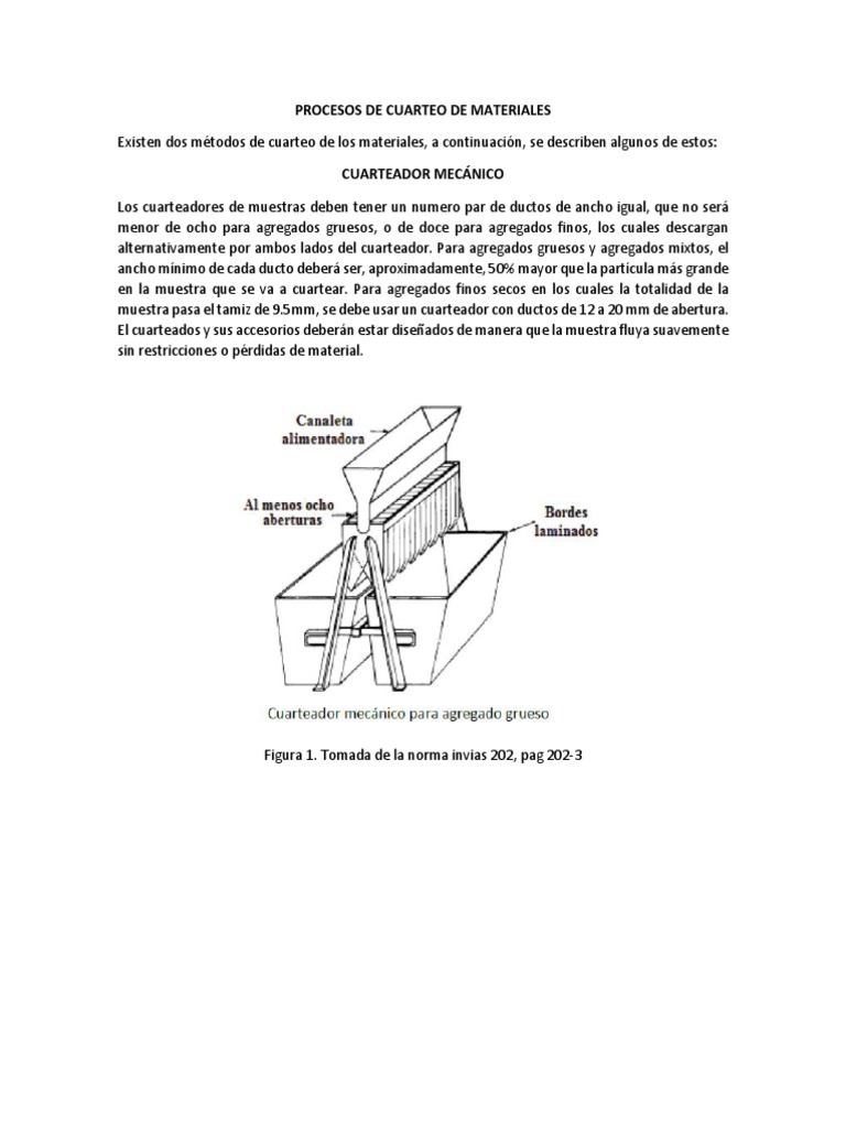 Procesos de Cuarteo de Materiales | PDF
