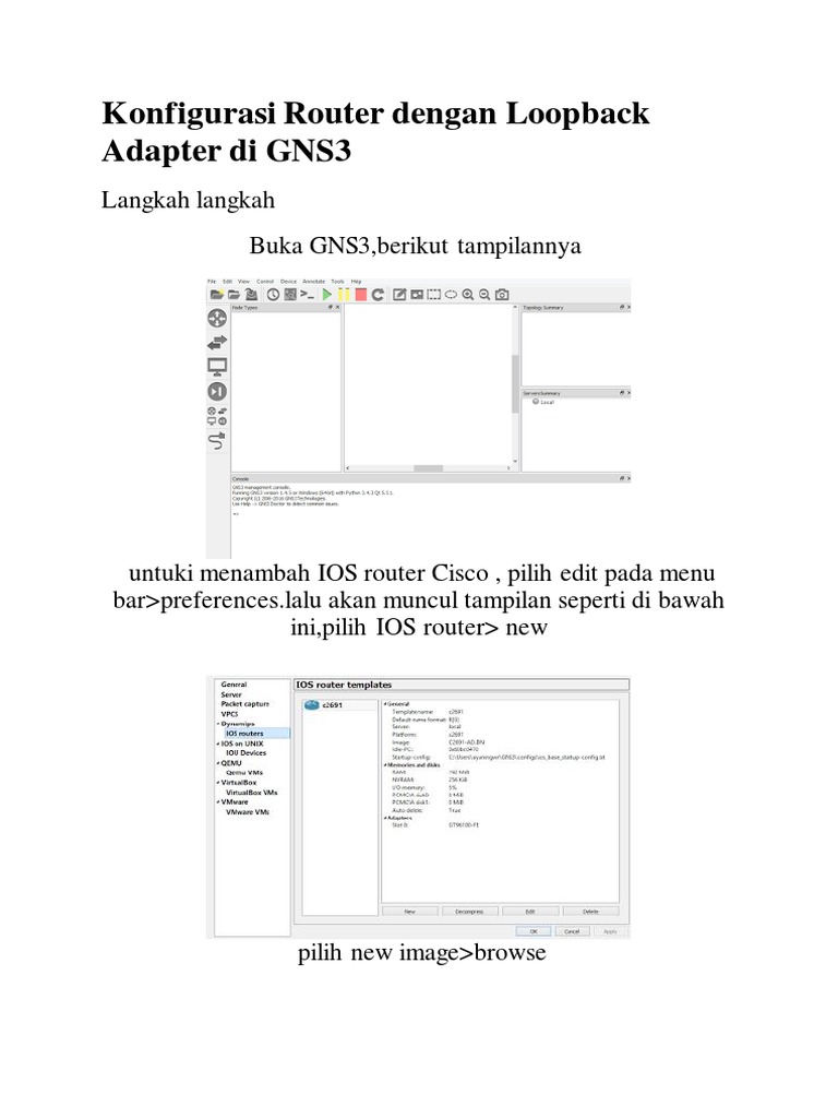 Konfigurasi Router Dengan Loopback Adapter Di GNS3 Praktikum 3 | PDF | Griya & Taman | Komputer