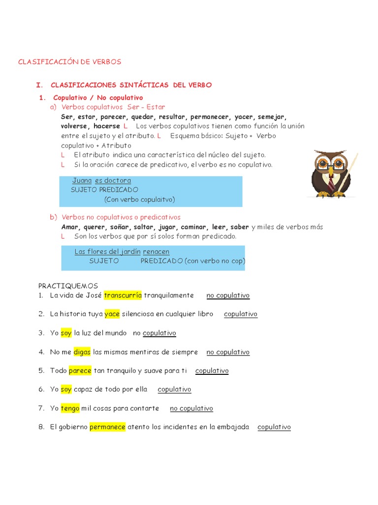 Clasificacion Verbo | PDF | Verbo | Objeto (gramática)