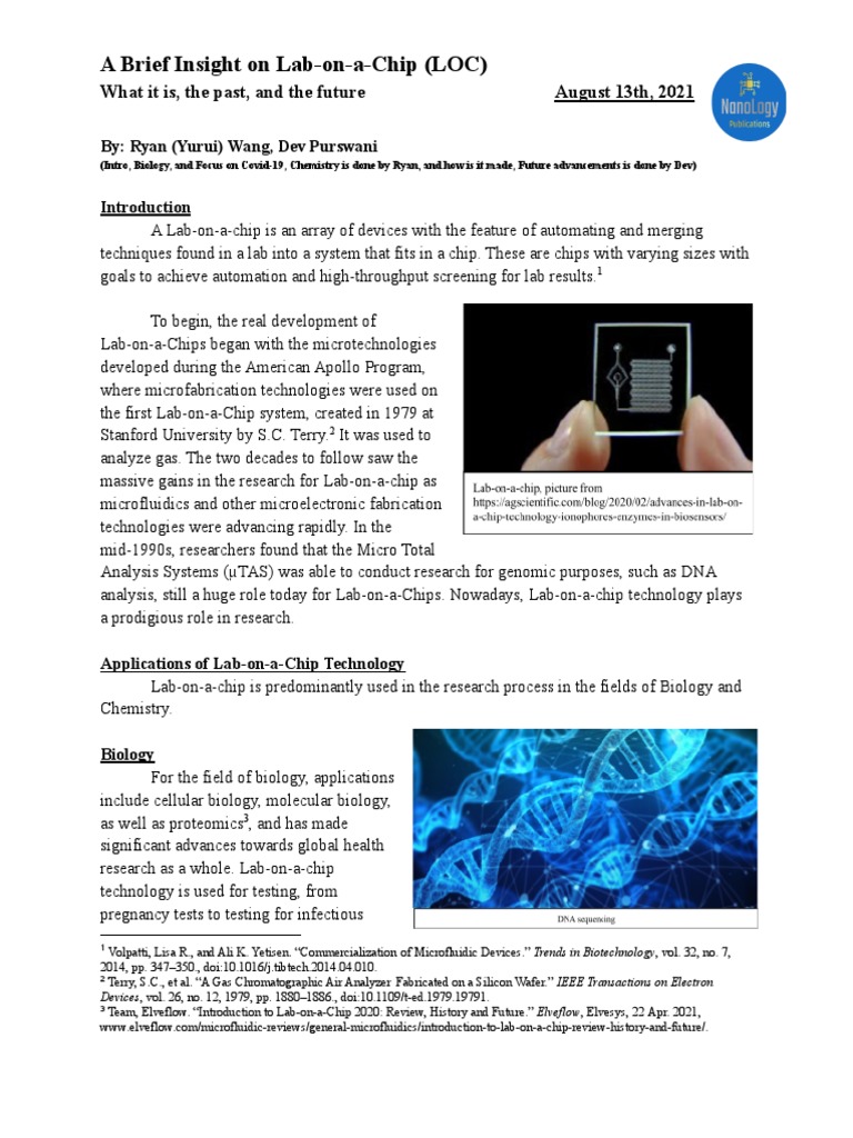 A Brief Insight On Lab-On-A-Chip Loc Ryan Yurui Wang Dev Purswani | PDF ...