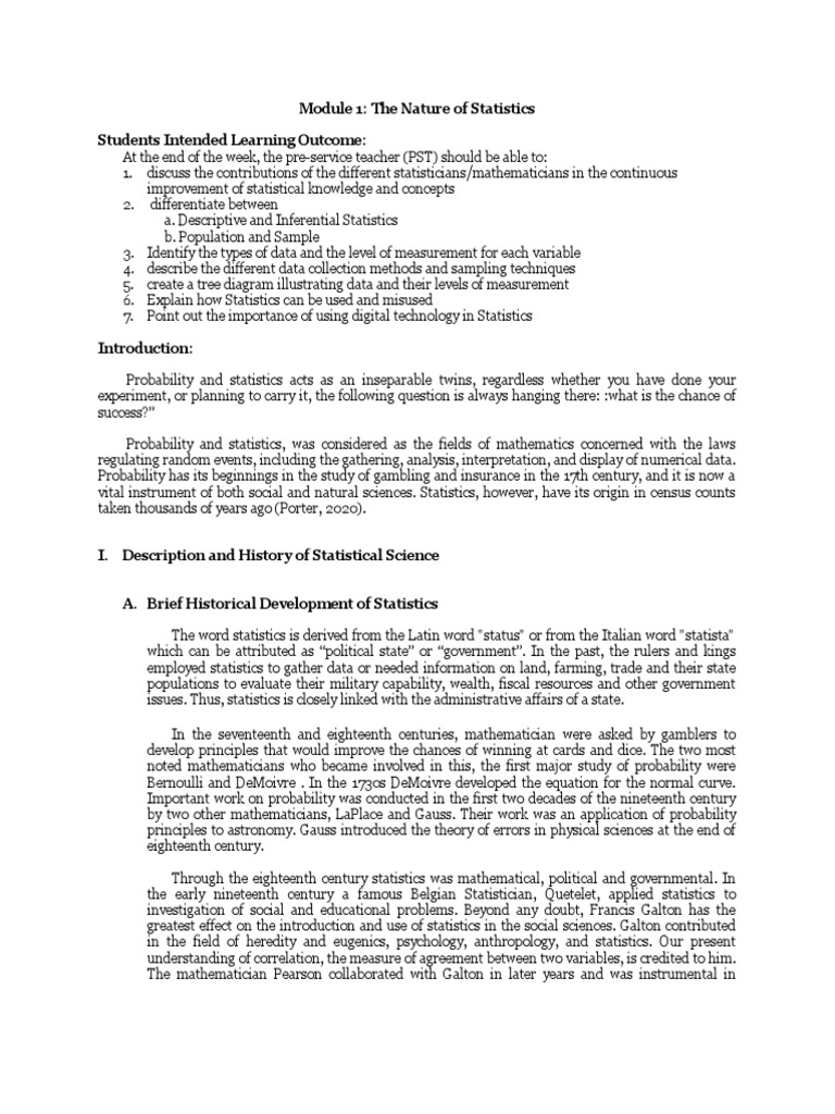 Understanding the Nature of Statistics | PDF | Statistics | Sampling ...