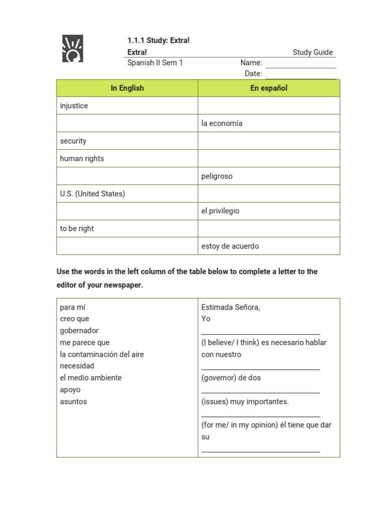 1.1.1 Study - Extra! Extra! (Study Guide) | PDF
